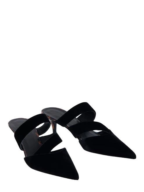 Balmain Velvet And Printed Patent Leather Mules - Black