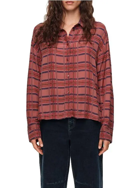 Bimba Y Lola Checked Boxy Fluid Shirt - Garnet