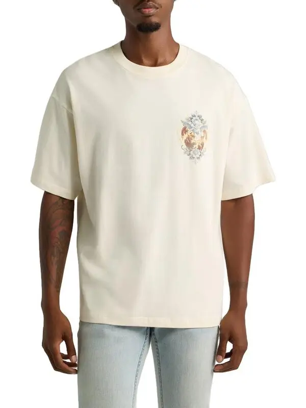 ID SUPPLY CO Guardian Angels Cotton Graphic T-shirt - Cream