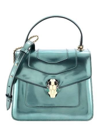 BVLGARI Serpenti Top Handle Bag Patent Small - Green
