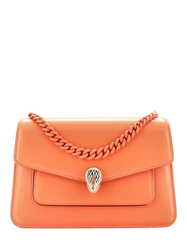 BVLGARI Serpenti Forever Maxi Chain Crossbody Bag Leather - Orange