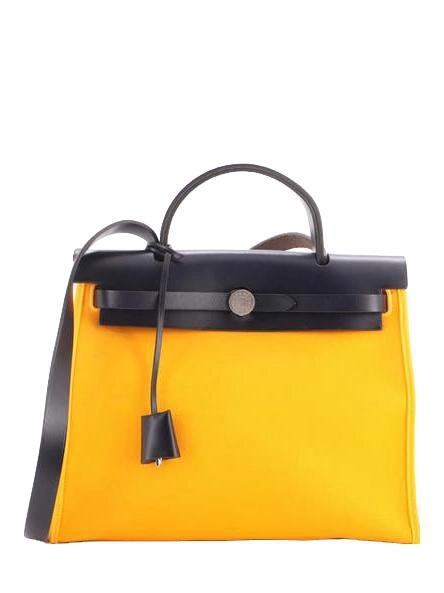 Hermès Herbag Zip Verso Leather And Toile 31 - Yellow