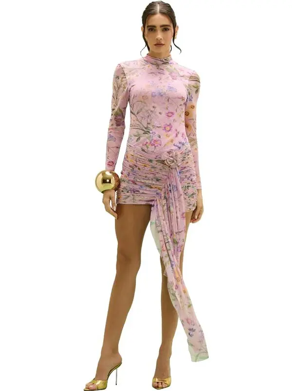 PatBO Heather Floral Print Mini Dress - Pink