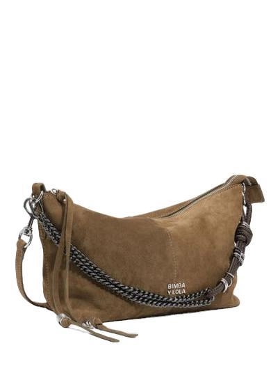 Bimba Y Lola Medium Suede Crossbody Bag - Olive
