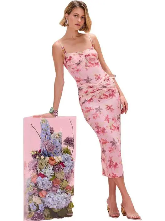 PatBO Orchid Bloom Chiffon Midi Dress - Rose