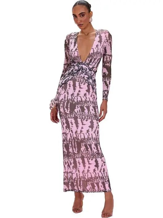 PatBO Botanic Stripe Plunge Maxi Dress - Green
