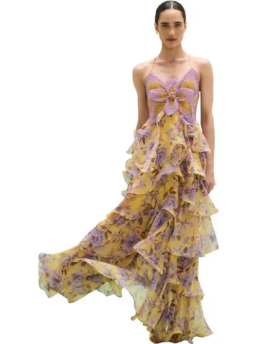 PatBO Peony Butterfly Maxi Dress - Yellow