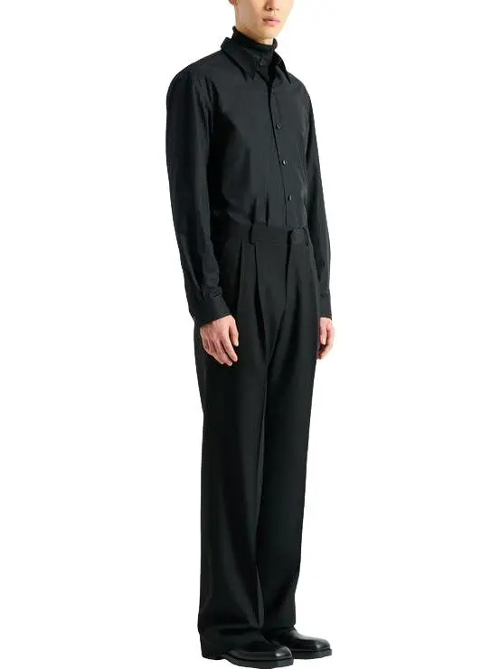 Balmain Wool Flat-pleated Trousers - Black