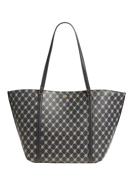 Mango Monogram Faux Leather Tote - Navy
