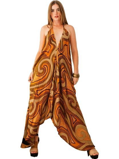 SUN CHILD Classic Silk Jumpsuit - Brown