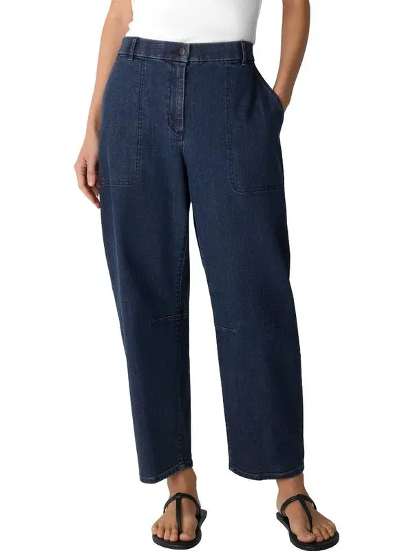 Eileen Fisher Arched Ankle Wide Leg Jeans - Deep Indigo