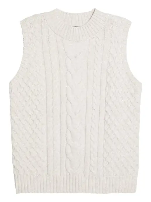 Vince Camuto Cable Knit Mock Neck Sweater Vest - Sugar