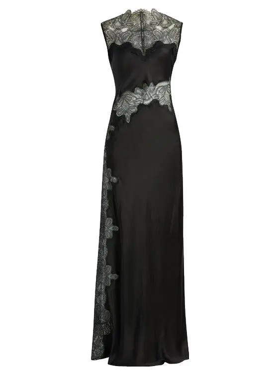 Shona Joy Jamila Lace Trim Gown - Black