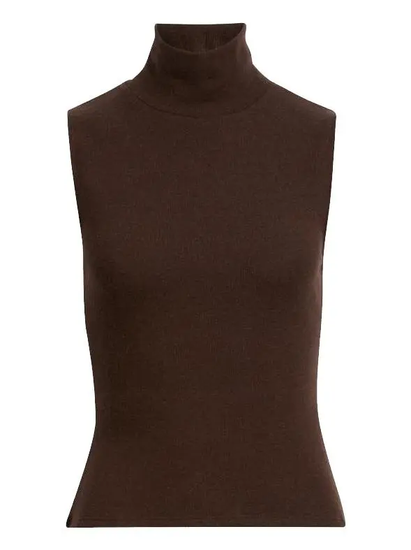 REFORMATION Colbie Turtleneck Sleeveless Knit Top - Mole