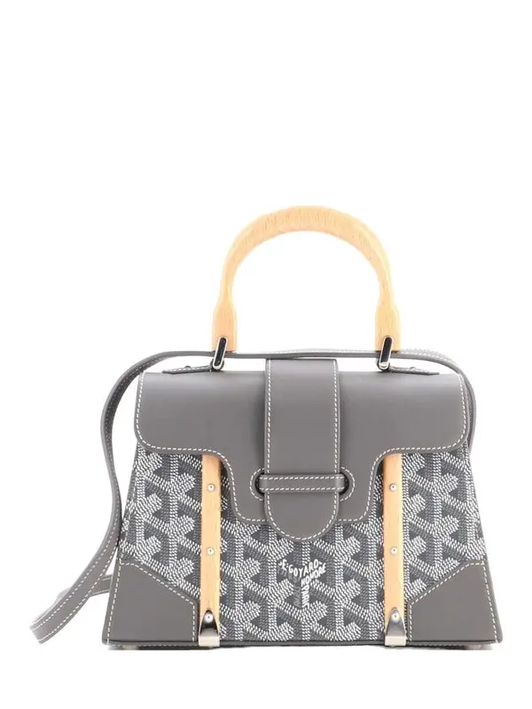 Goyard Structured Saigon Top Handle Bag Coated Canvas With Leather Mini - Grey