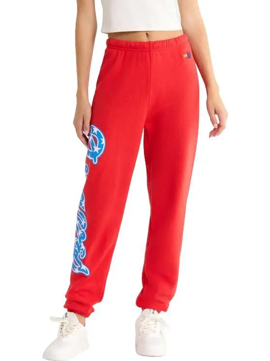 Aviator Nation Atlanta Braves Graphic Joggers - Red