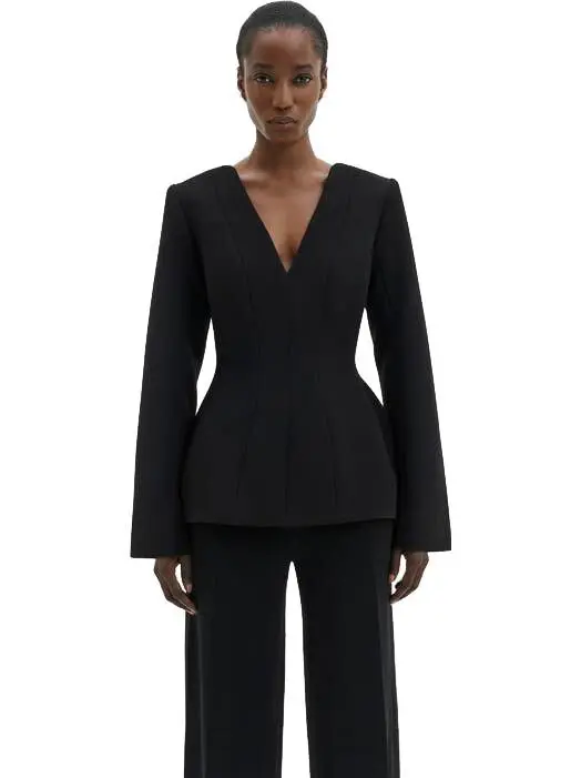 MALINA Ninni Cut-out Shoulder Peplum Top - Black