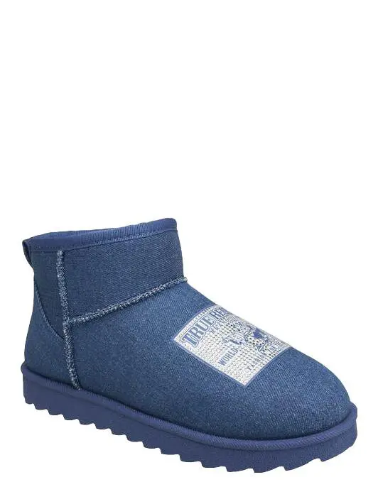 True Religion Faux Suede Patch Logo Boots - Denim