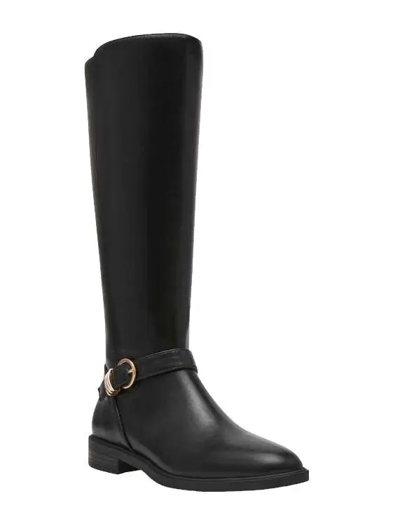 Anne Klein Solana Knee-high Faux Leather Boot - Black Smooth