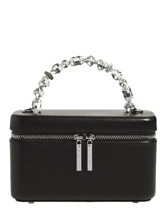 L’ALINGI L'alingi Taliya Leather Vanity Case Bag With Crystal Handle - Black