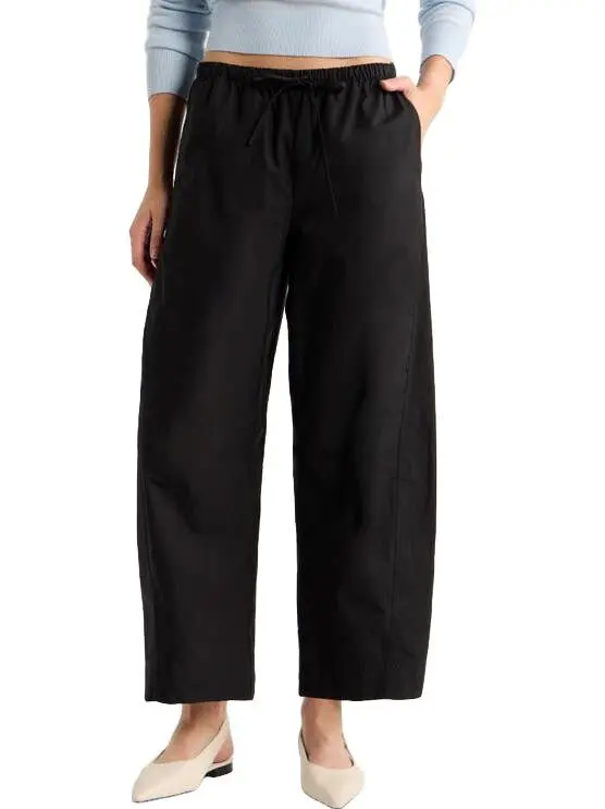 REFORMATION Elara Organic Cotton Drawstring Pants - Black