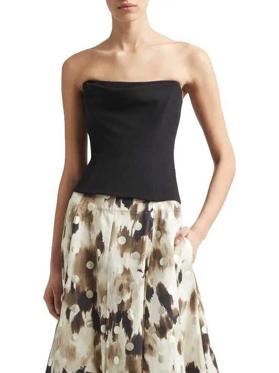 Lela Rose Draped Fluid Crepe Bustier - Black
