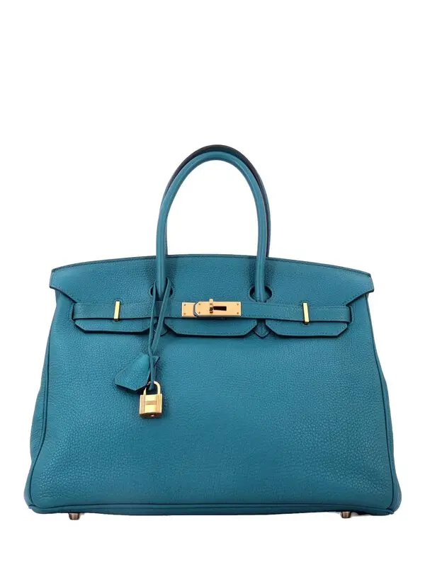 Hermès Birkin Handbag Clemence With Gold Hardware 35 - Blue