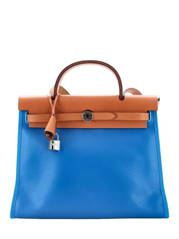 Hermès Herbag Zip Berline Vache Canvas And Leather 31 - Blue