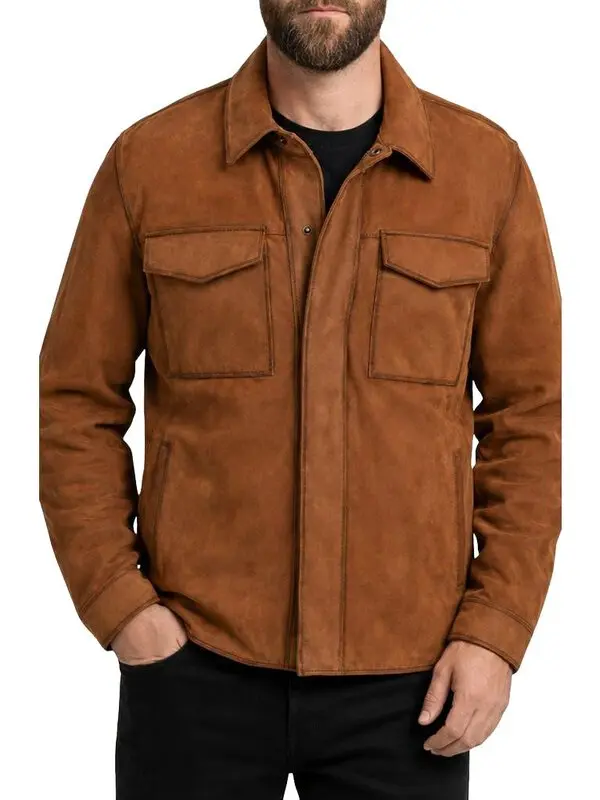 THE FRYE COMPANY Leather Shacket - Light Brown