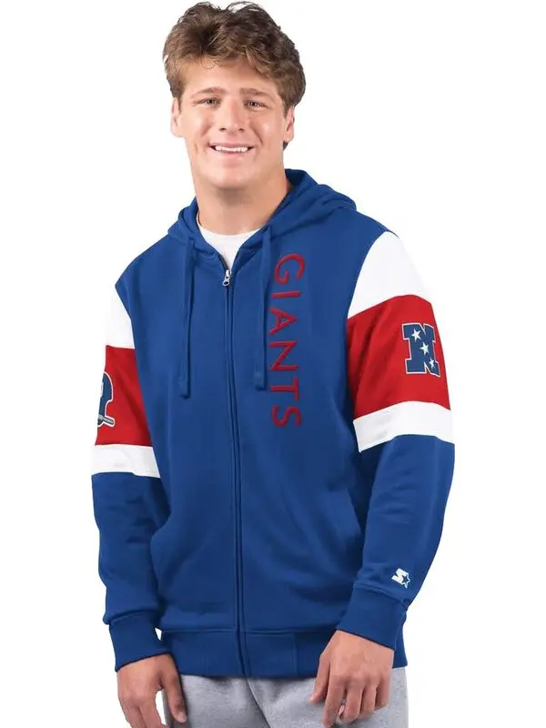 STARTER New York Giants Extreme Vintage Logo Full-zip Hoodie - Royal