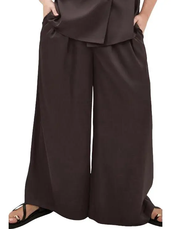 City Chic Palazzo Wide Leg Pants - Chocolate