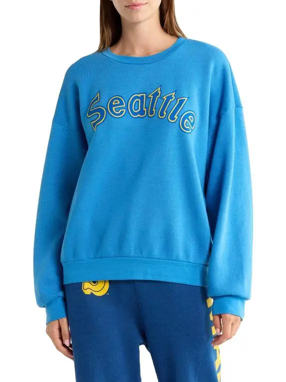 Aviator Nation Seattle Graphic Crewneck Sweatshirt - Cobalt