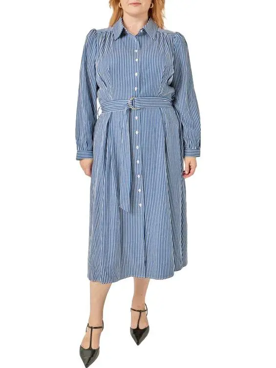 English Factory Striped Maxi Shirtdress - Navy