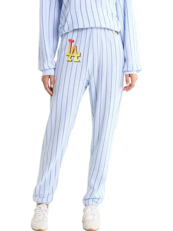 Aviator Nation Los Angeles Dodgers Pinstripe Sweatpants - White/blue