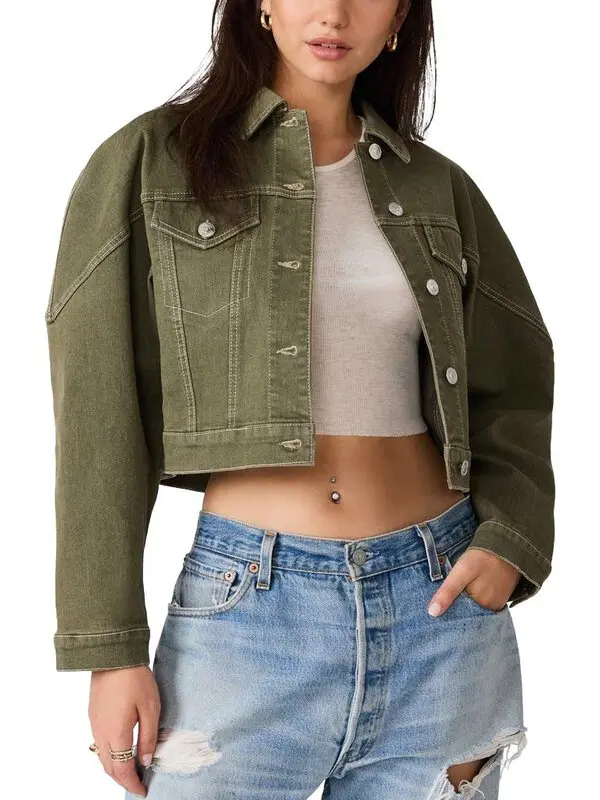 Steve Madden Covey Cropped Jacket - Mountain Green