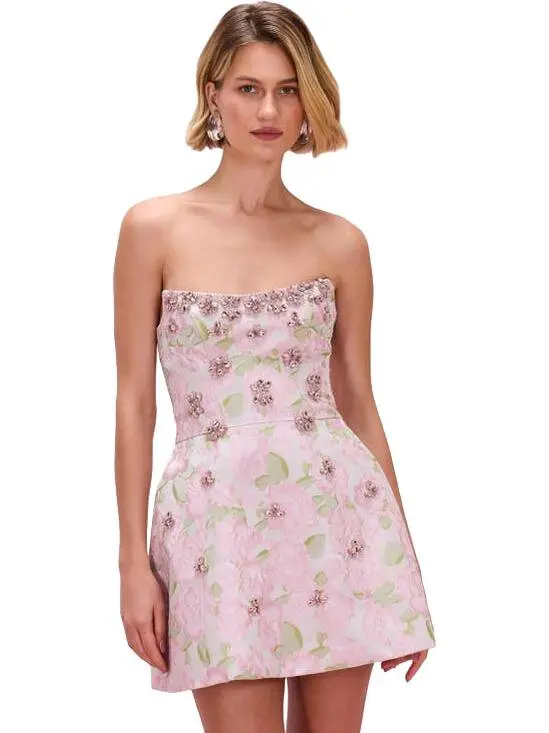 PatBO Garden Jacquard Embroidered Mini Dress - Pink