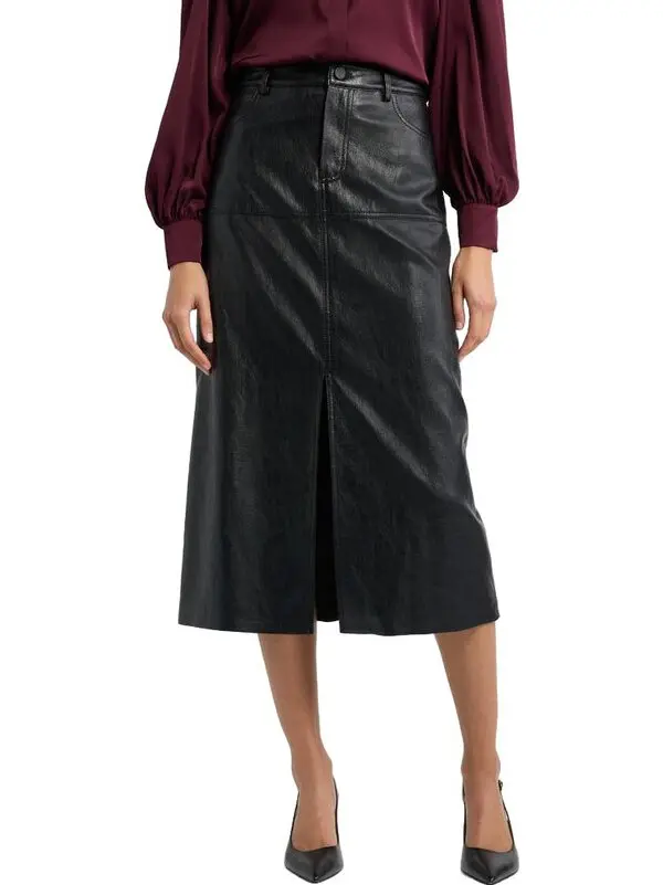 Kobi Halperin Leslie Faux Leather Midi Skirt - Black