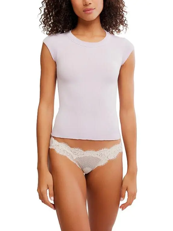 Free People So Soft Seamless Baby Tee - Lavender Ice