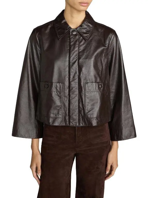 FRAME Lambskin Paper Leather Jacket - Chestnut