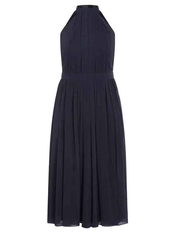 City Chic Pleated Halter Neck Maxi Dress - Navy