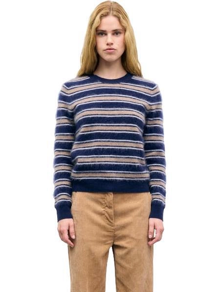 Gerard Darel Rima Striped Crew Neck Sweater - Camel