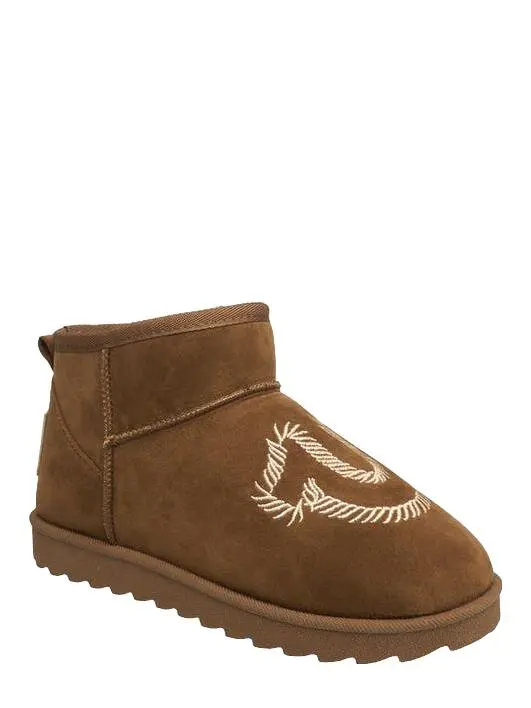 True Religion Faux Suede Horseshoe Logo Boot - Tan