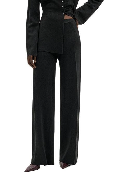 MALINA Metallic Milano Knitted Wide-leg Trousers - Black
