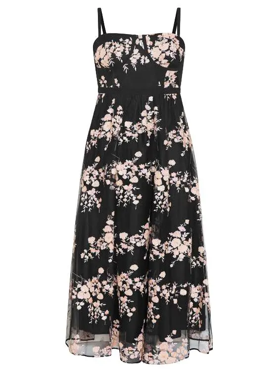 City Chic Ambrosia Embellished Tulle Maxi Dress - Black
