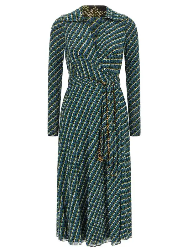 Diane Von Furstenberg Reversible Geometric And Python Print Midi Dress - Multi