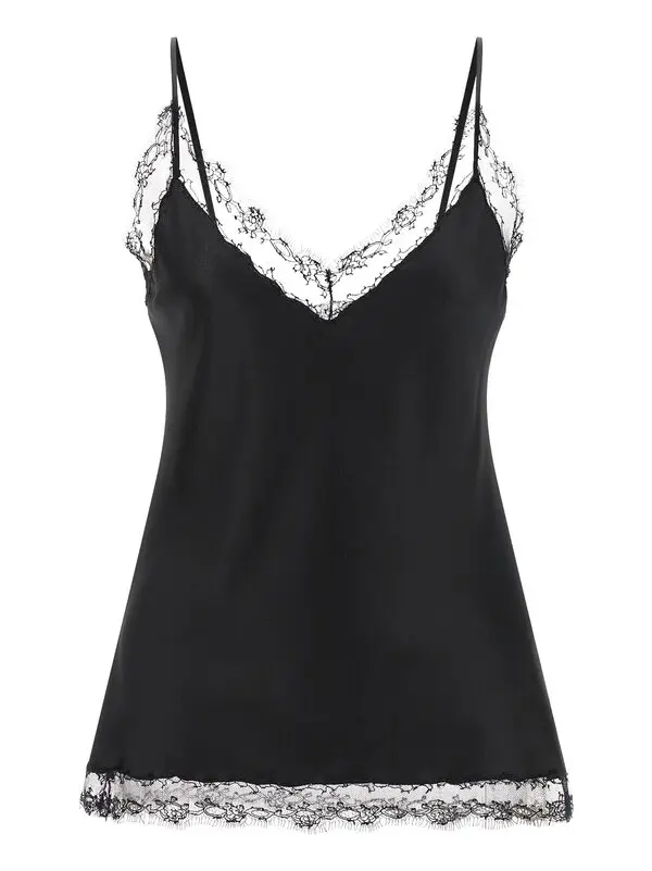 Ermanno Scervino Silk Lingerie Top With Lace Trim - Black