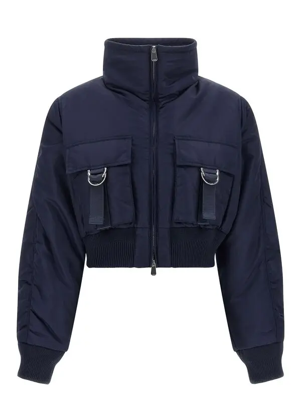 Pinko Pinot Cropped Bomber Jacket With Utility Pockets - Blue