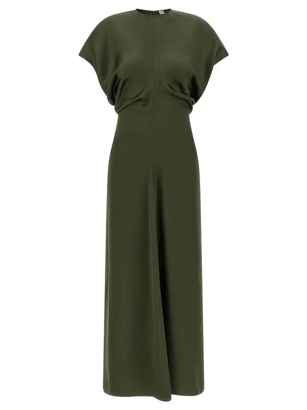 TOTEME Draped Ankle-length Dress In Viscose - Green