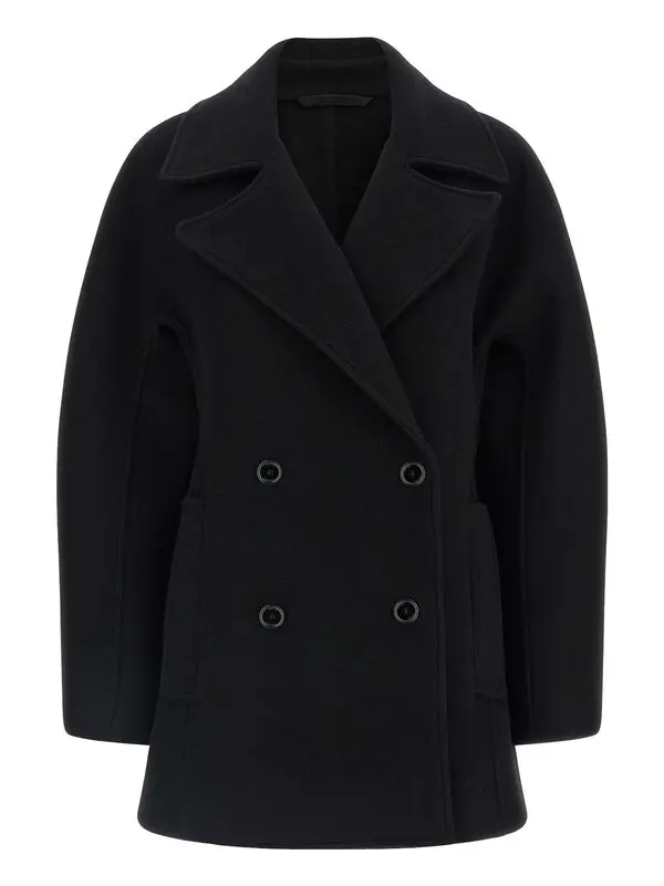 TOTEME Double-breasted Wool And Cashmere Blend Peacoat - Black