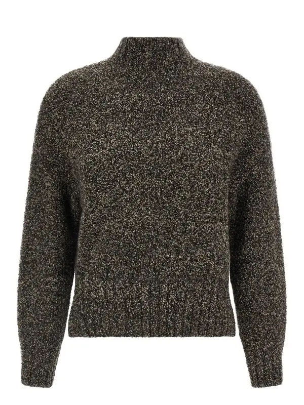 Agnona High Neck Bouclé Sweater - Brown